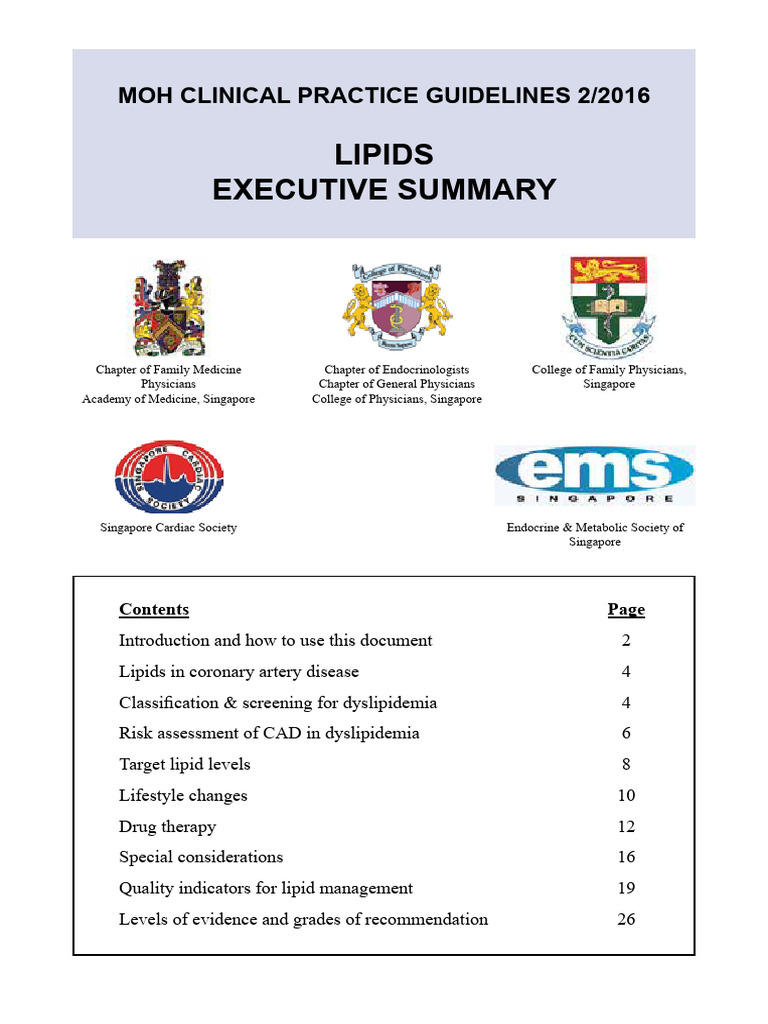 Moh Lipids CPG - Executive Summary | PDF | Statin | Hypercholesterolemia