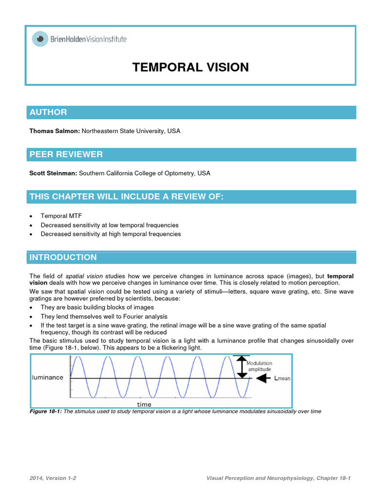 18 Temporal Vision | PDF | Contrast (Vision) | Visual Perception