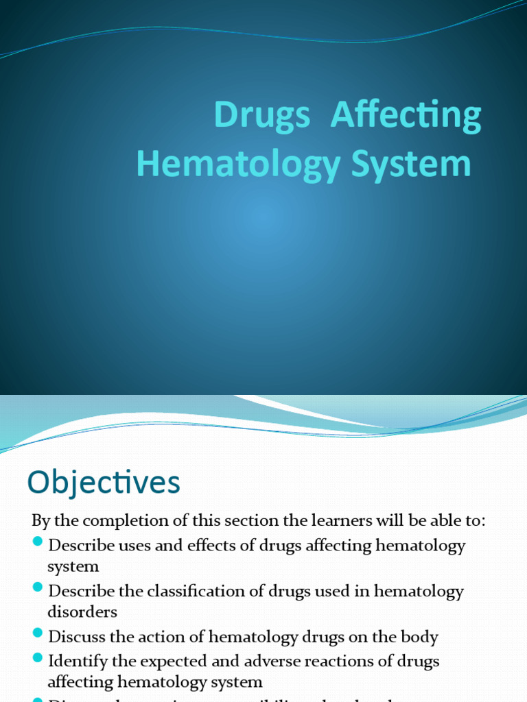 Hemato Drugs | PDF | Coagulation | Bleeding