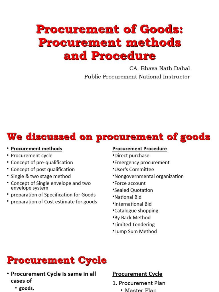 Procurement of Goods12 - NASC | PDF | Procurement | Business