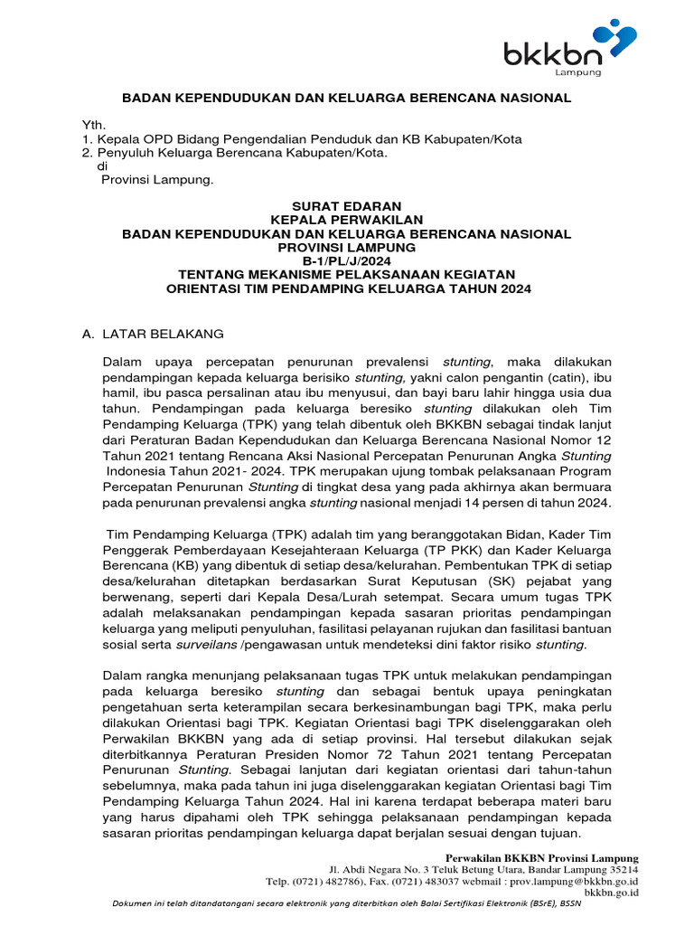 Mekanisme Orientasi TPK 2024 BKKBN Lampung | PDF | Pengelolaan Keuangan ...