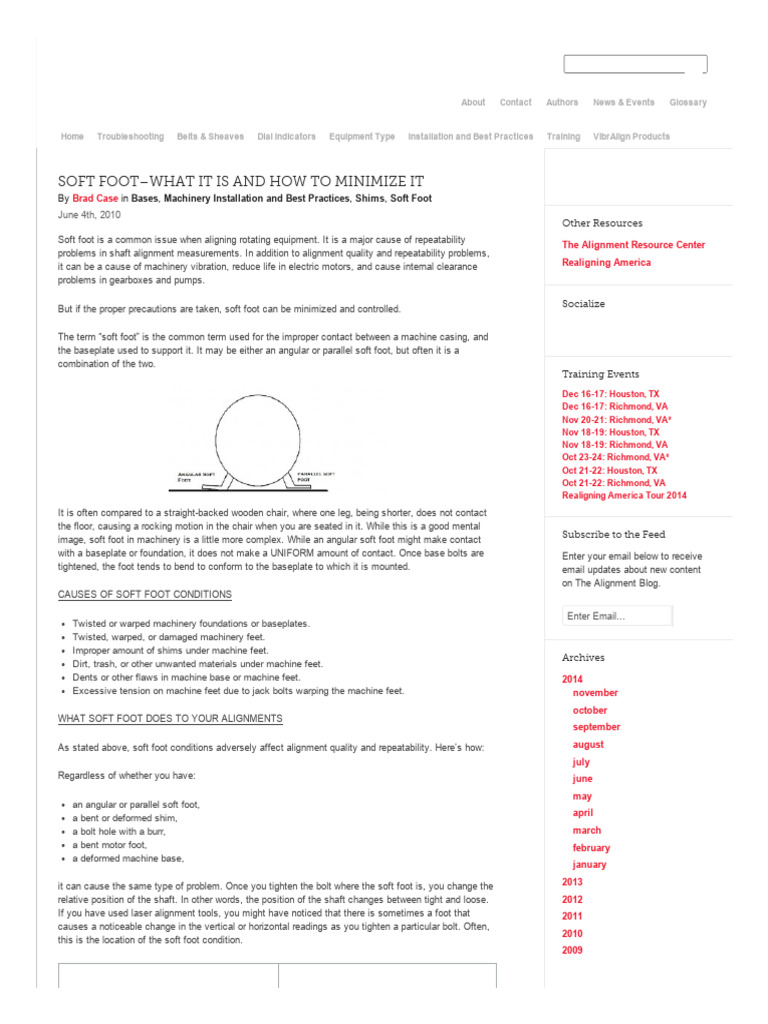 Soft Foot - What It Is and How To Minimize It | PDF | Screw | Machines