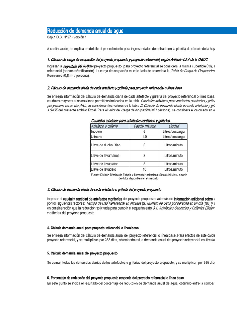 Reducción de Demanda Anual de Agua - Cap1 ds27 | PDF | Tap (Válvula)