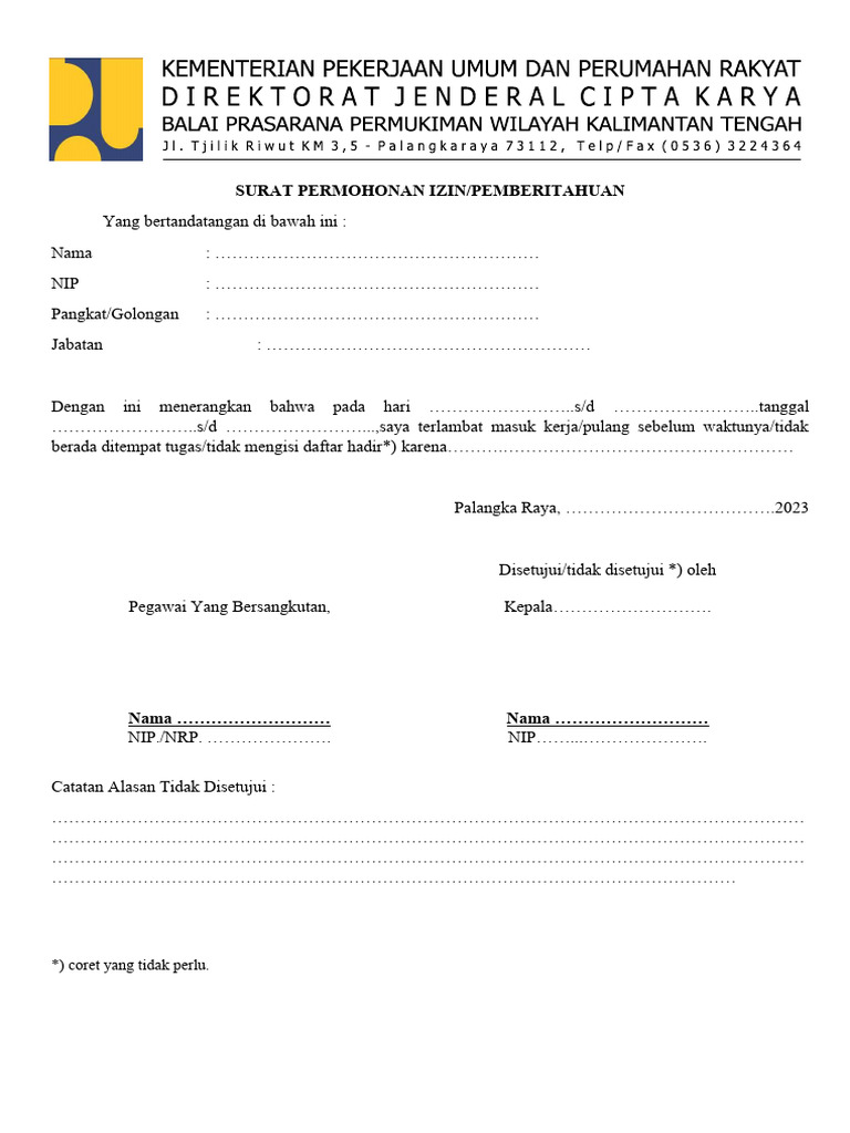 Form Surat Ijin | PDF