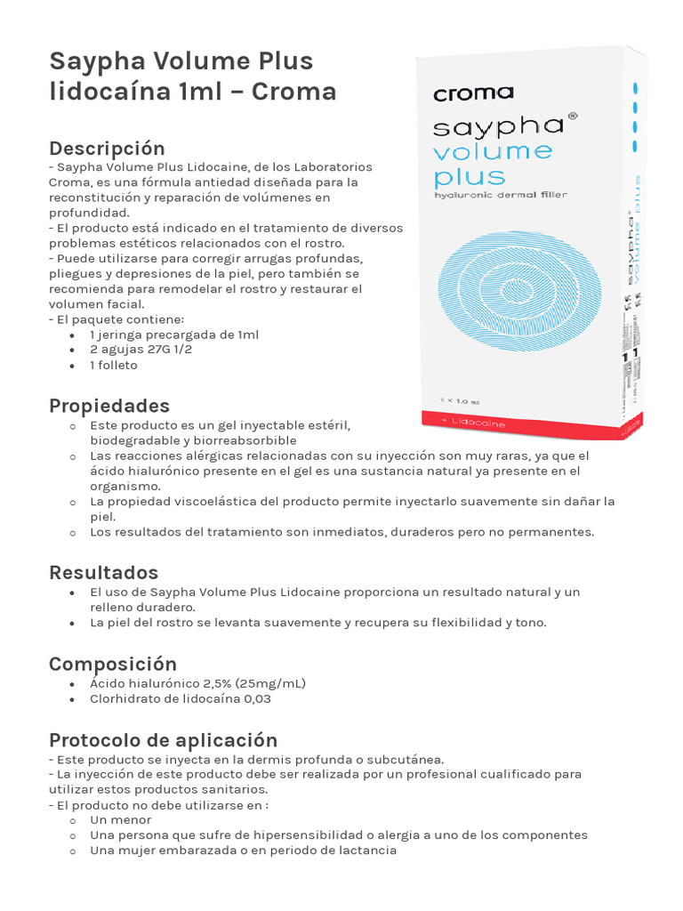 CROMA Saypha VOLUME PLUS | PDF | Alergia | Inyección (medicina)