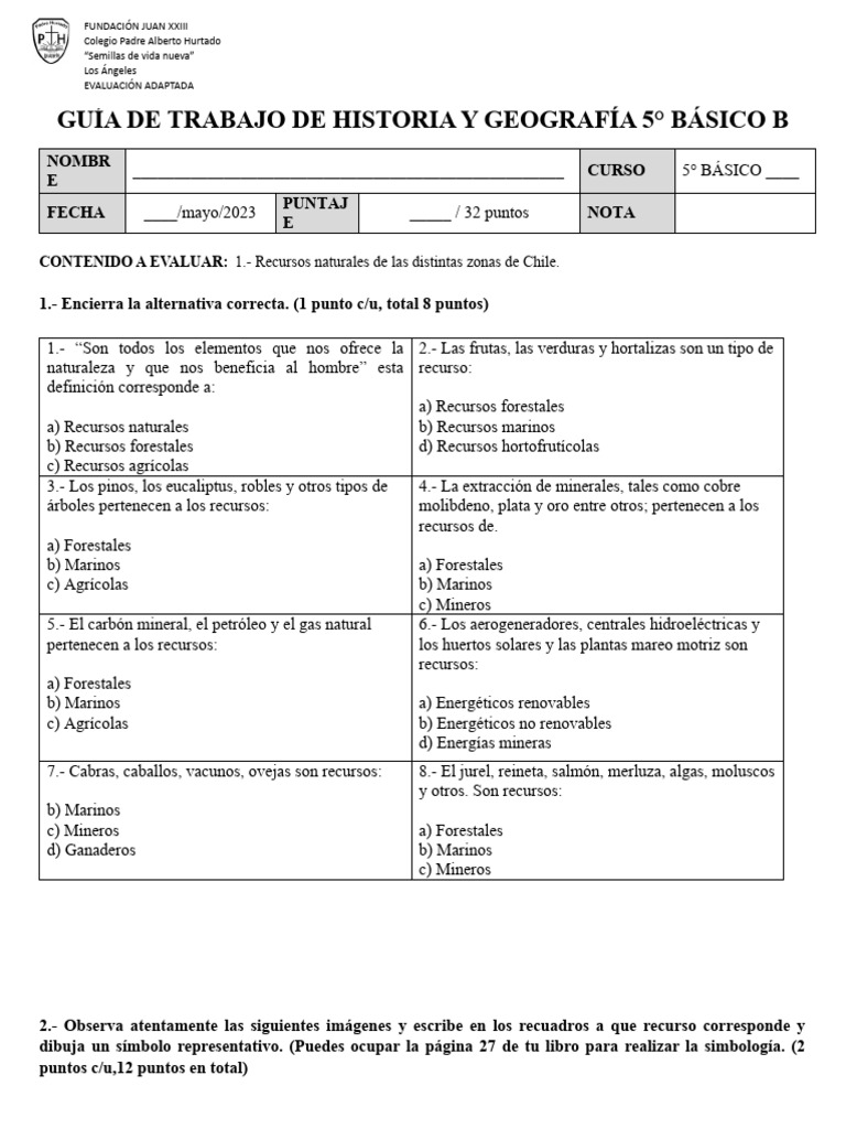 Prueba Ciencias - Recursos Naturales (5 Mayo) Alexander | PDF | Energía ...