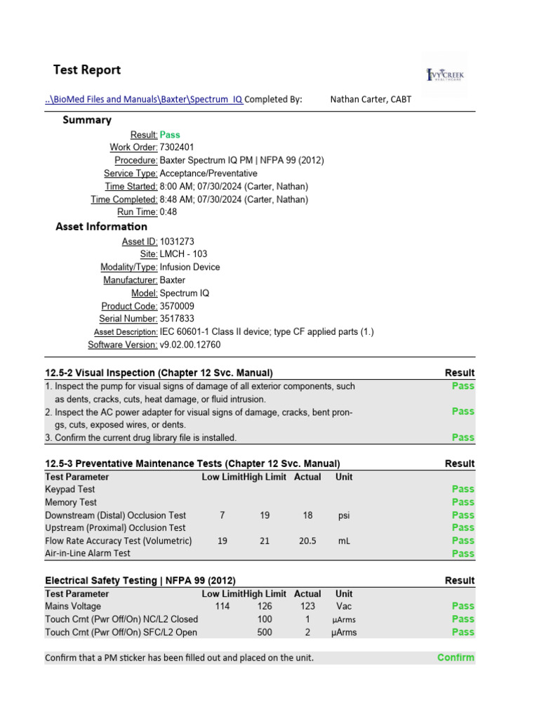 Baxter Spectrum IQ PM | PDF | Electrical Engineering | Electricity