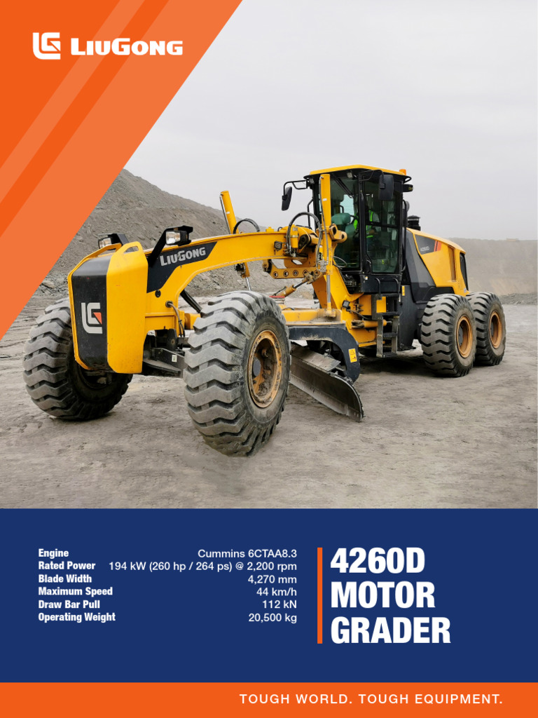 LiuGong 4260D Motor Grader Specs | PDF | Horsepower | Brake