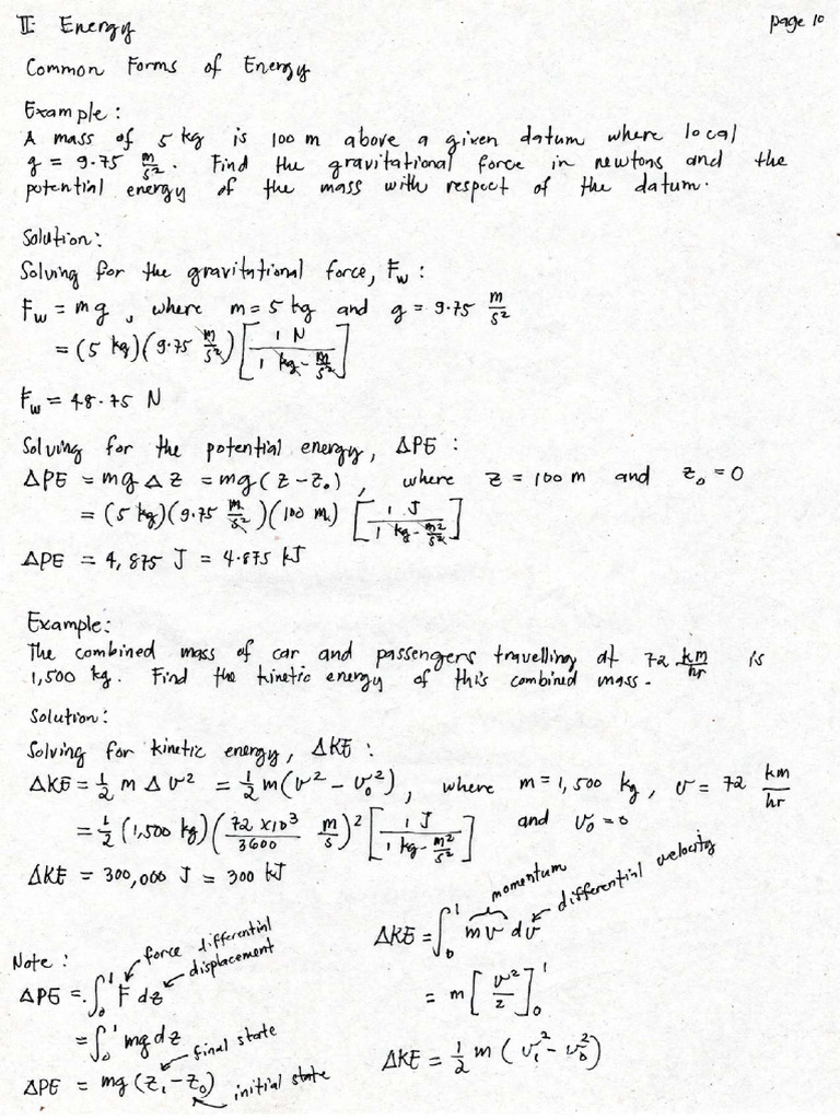 Solutions To Sample Problems (II. Energy) | PDF