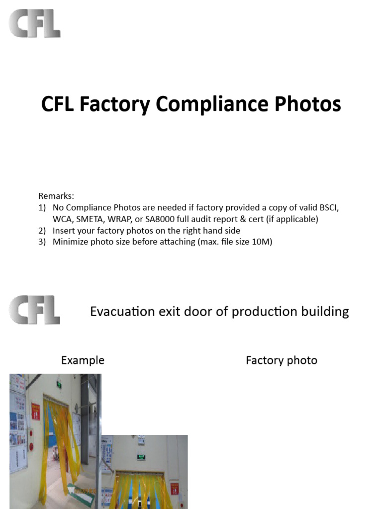 CFL Factory Compliance Photo Guidelines | PDF
