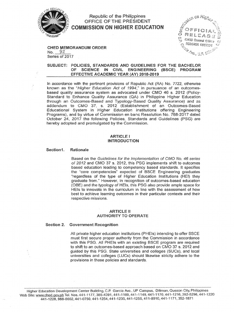 BS CE CMO 92 S. 2017 BS Civil Engineering | PDF