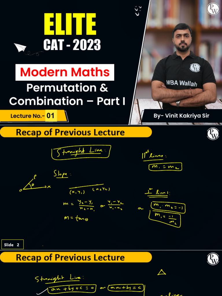 CAT 2023 Lecture: Permutation & Combination | PDF | Triangle | Line (Geometry)