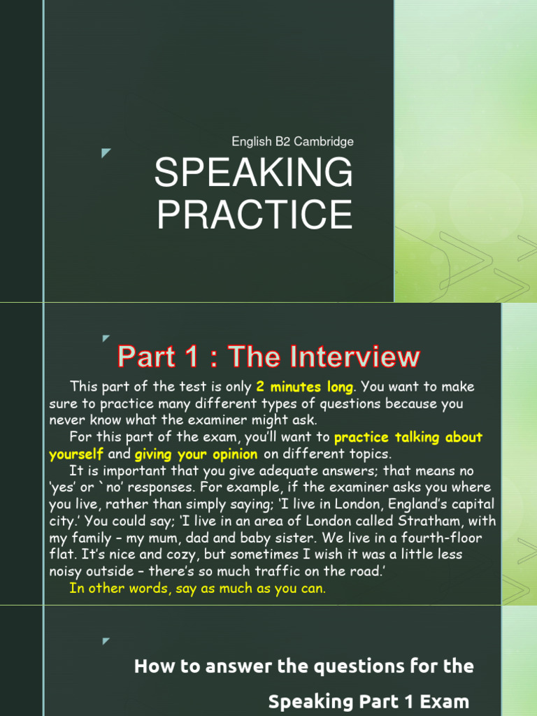 B2 Speaking Practice | PDF | Question | English Language