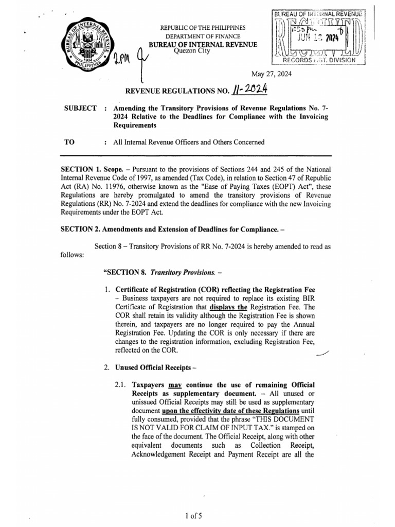 BIR RR 11-2024 | PDF