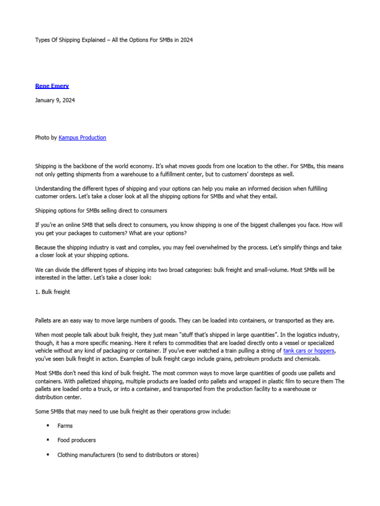 Typés of Shipping | PDF | Cargo | United Parcel Service