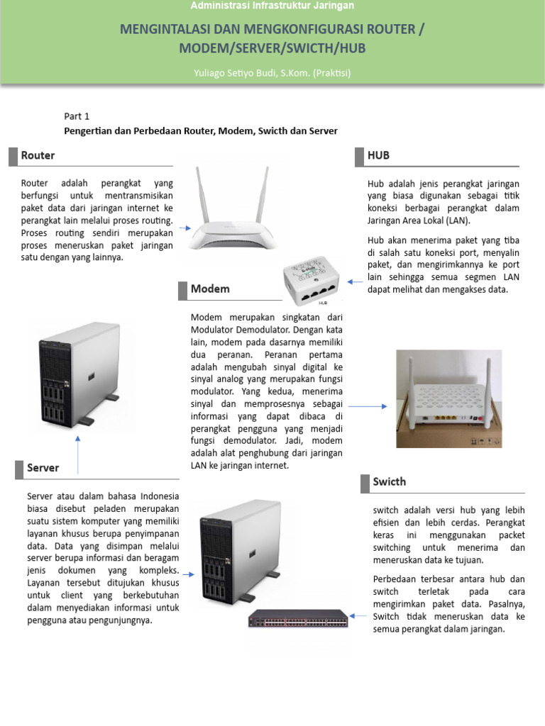 AIJ XI Part 1 - Instalasi & Konfigurasi Router-Modem-Server | PDF