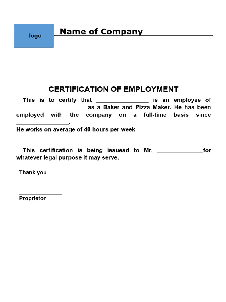 Certification of Employment | PDF | Finance & Money Management