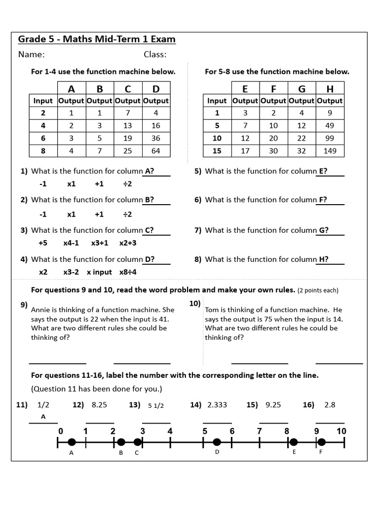 Grade 5 - Maths Mid-Term 1 Exam (2) .XLSX - Sheet1 | PDF | Computer ...