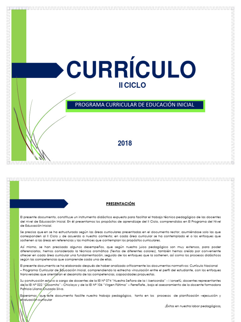 Currículo II Ciclo Educ Inicial Codificado | PDF | Educación de la primera infancia | Plan de ...