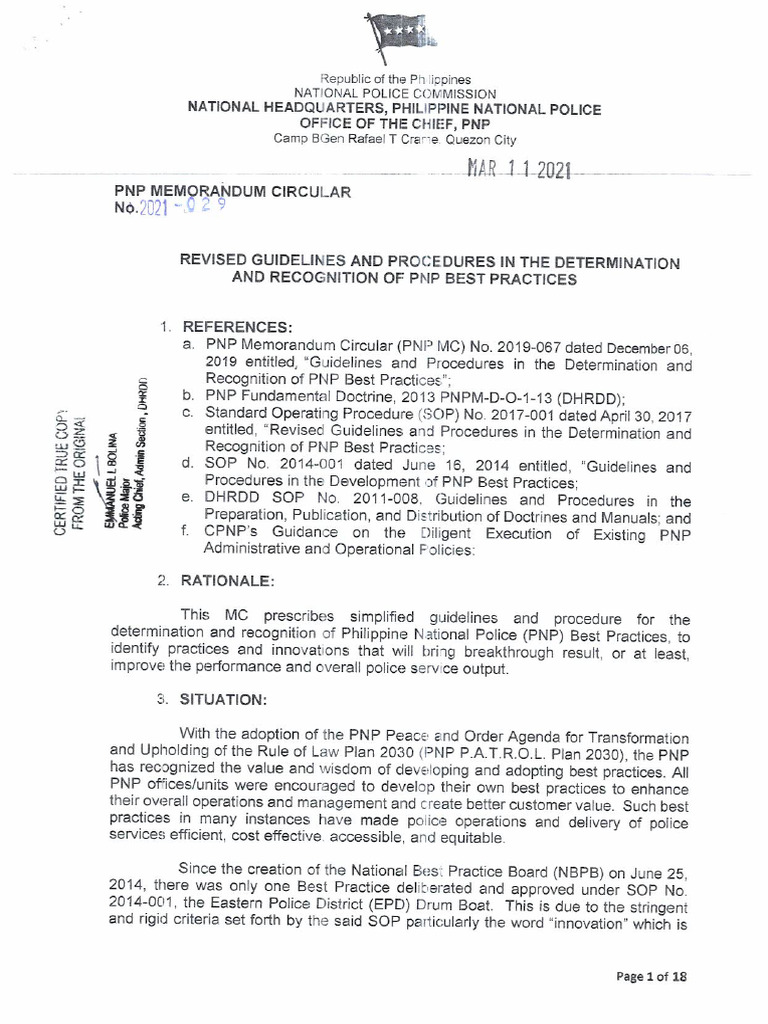 PNP Memorandum Circular No 2021 029 | PDF