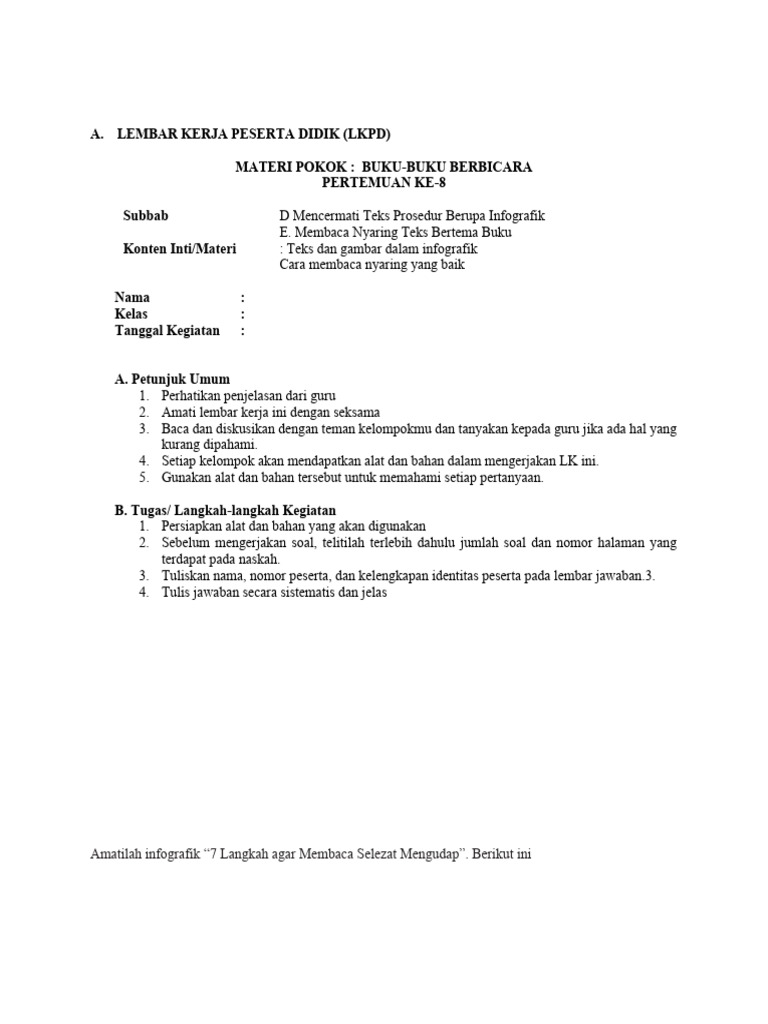 Lembar Kerja Peserta Didik Petemuan Ke - 8 KLS 9 | PDF | Karier ...
