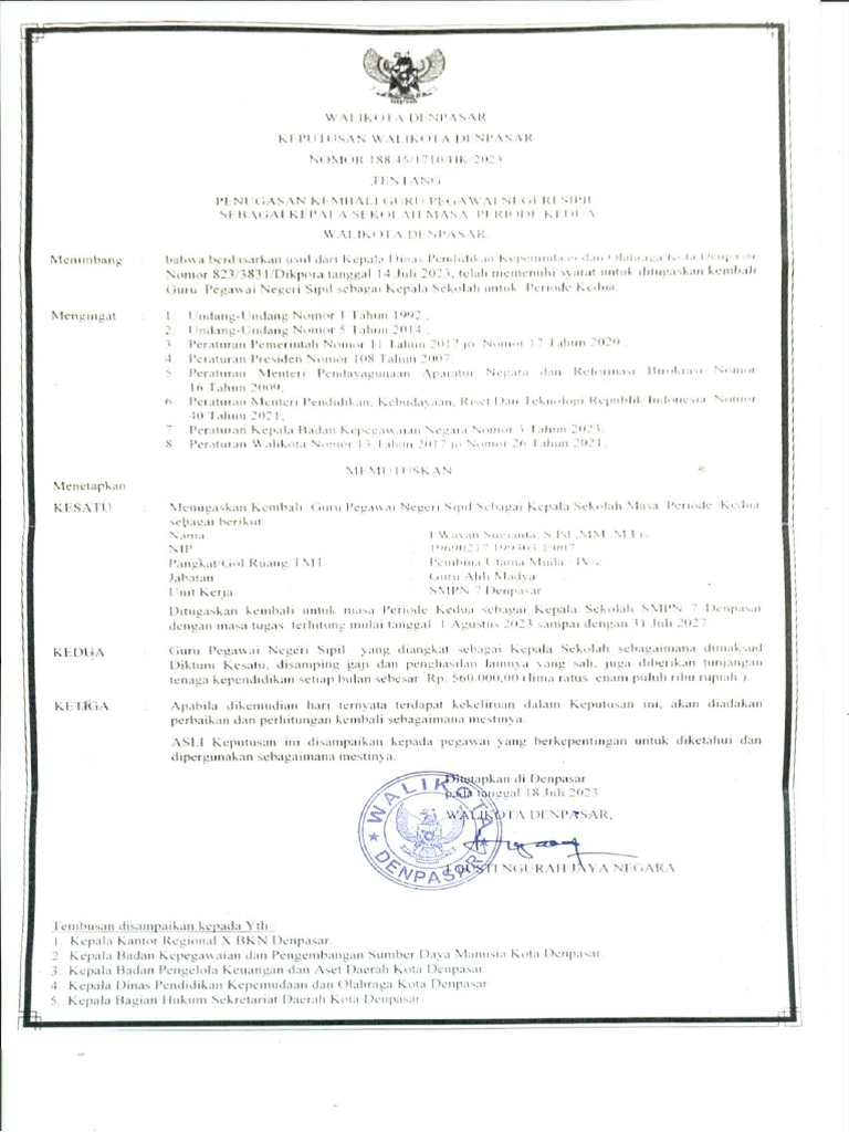 SK Jabatan Kepsek | PDF