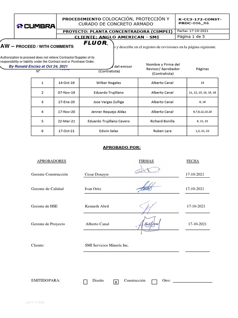 K CC3 172 Const Proc 006 - R6 - Eaw | PDF | Hormigón | Acero