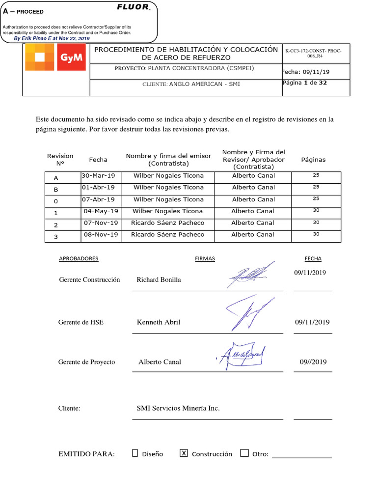 K CC3 172 Const Proc 008 - R4 - Ea | PDF | Hormigón | Acero