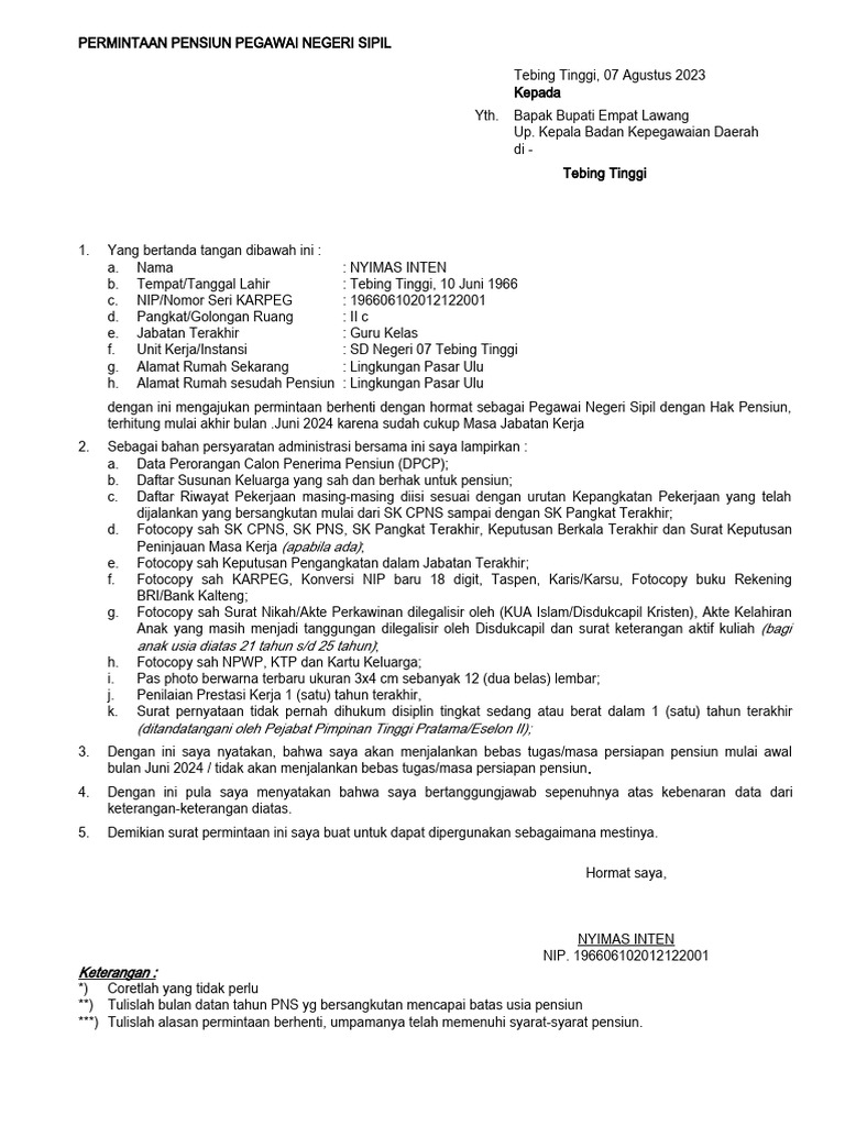 Data Pensiun PNS | PDF