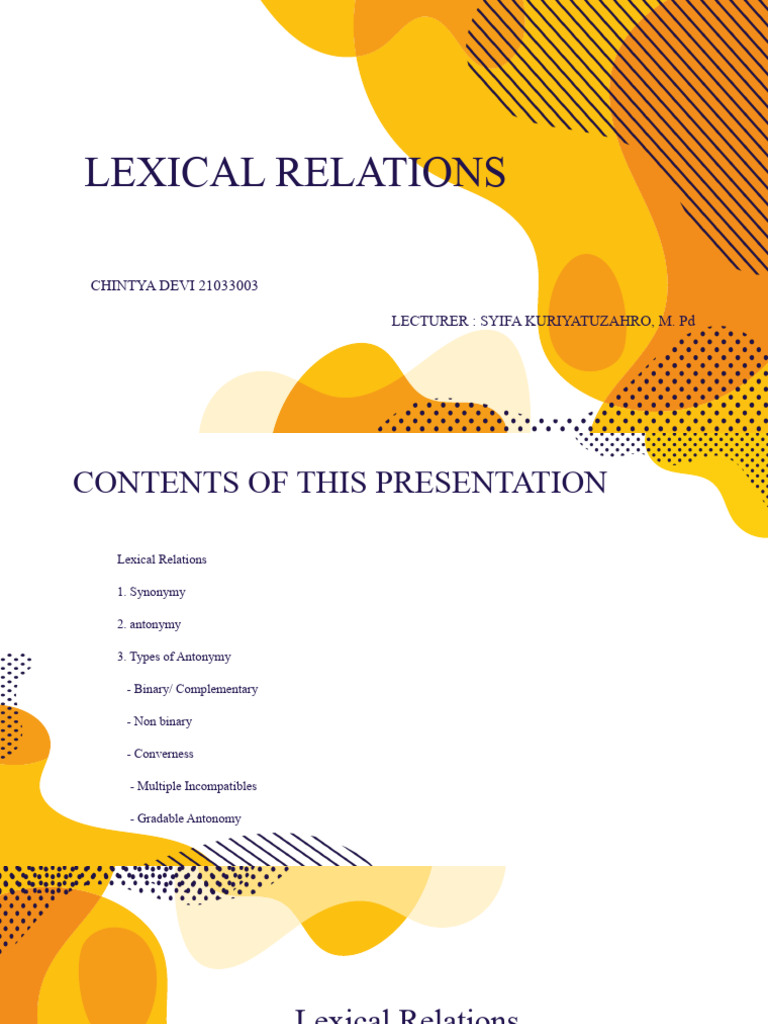 Lexical Relations I - Semantic - Chintya Devi | PDF | Lexical Semantics | Interpretation ...