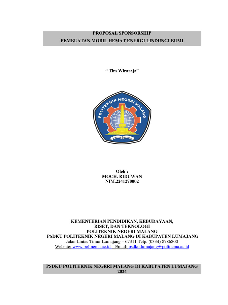Sponsorship Mobil Hemat Energi | PDF