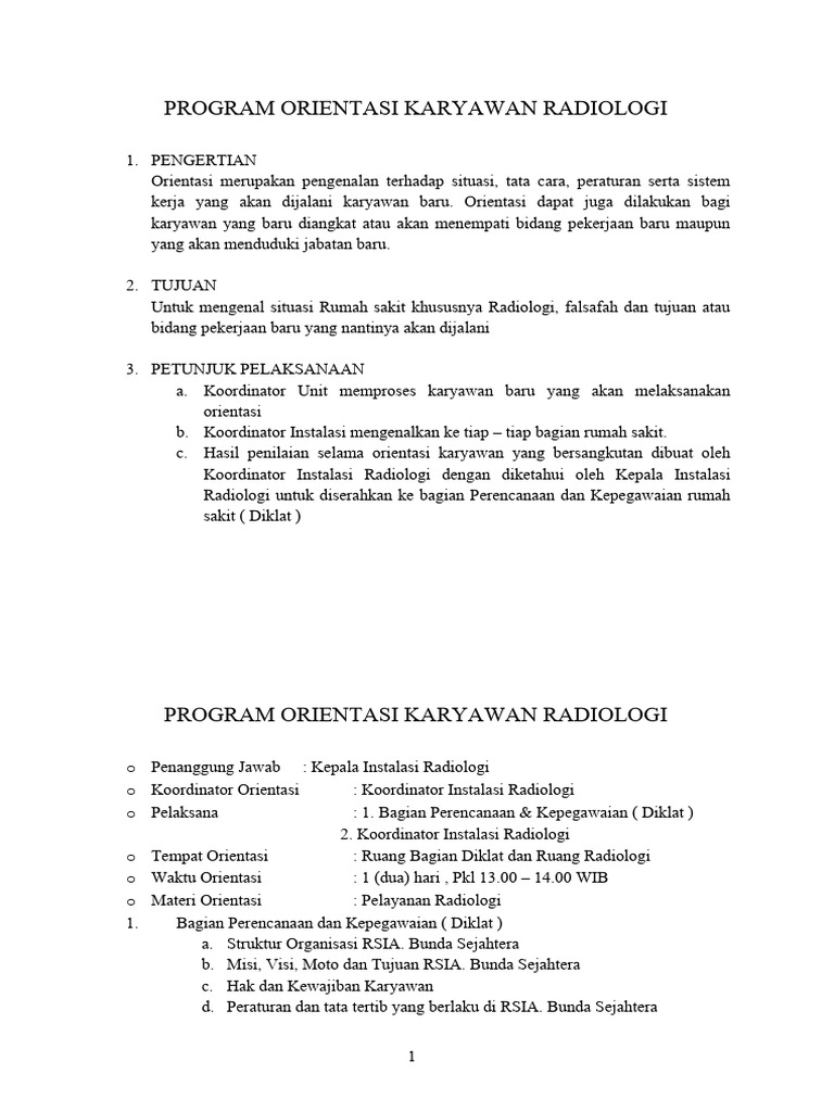 Program Orientasi Radiologi | PDF