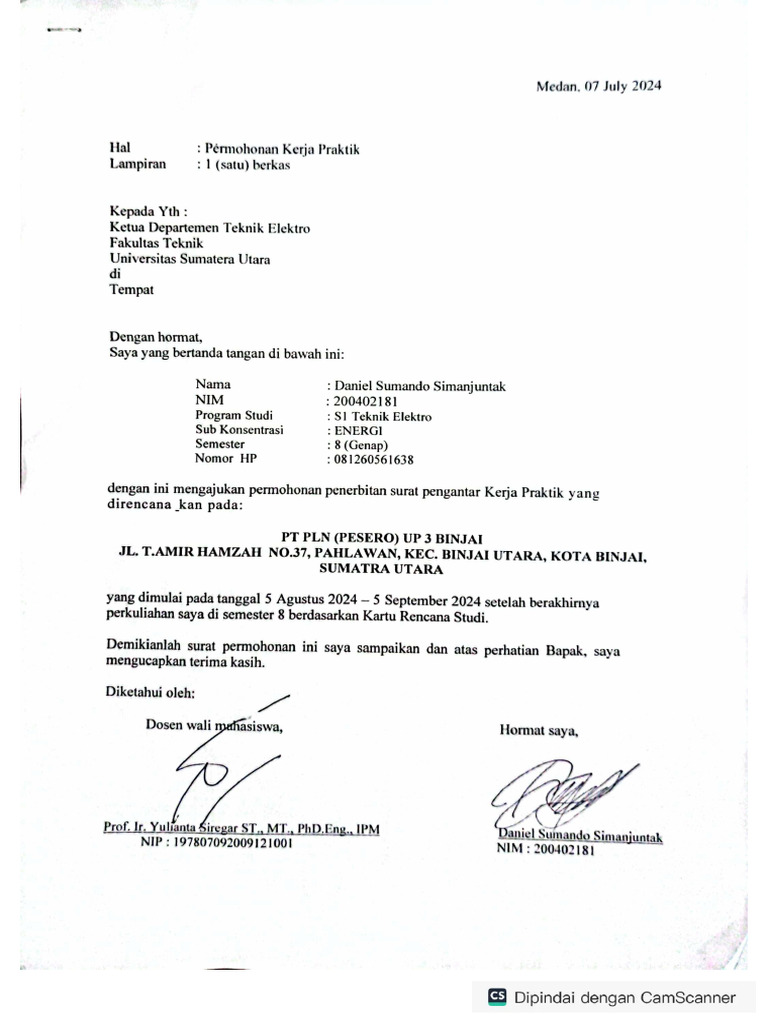 Surat Pengantar KP | PDF