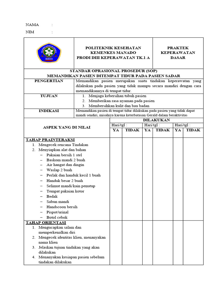 Sop Memandikan Pasie Sadar Kelompok 12 | PDF