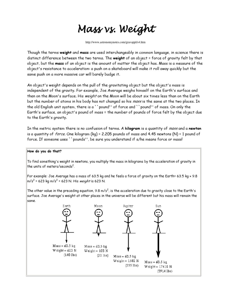 Mass Consistency Across Gravity Variations | PDF | Weight | Mass