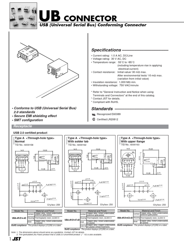 Connector: USB (Universal Serial Bus) Conforming Connector | PDF ...