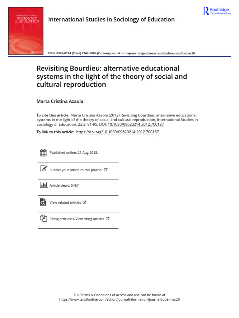 Revisiting Bourdieu Alternative Educational Systems in The Light of The ...
