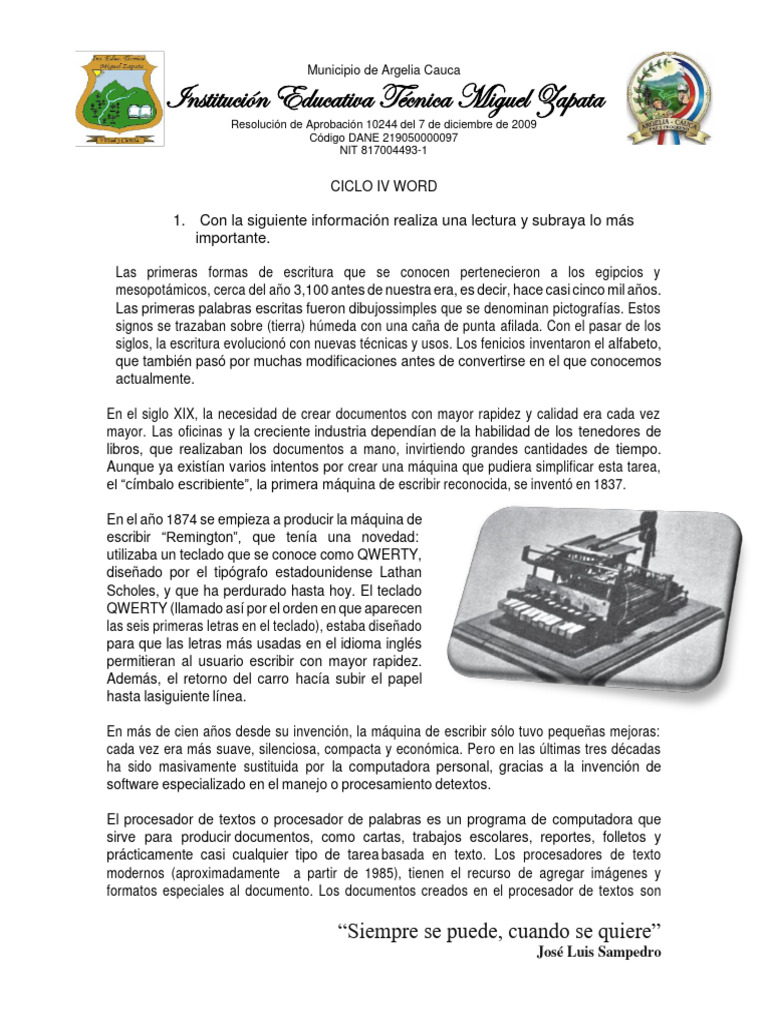 Guia de Trabajo - Informatica - CICLO IV | PDF | Procesador de textos ...