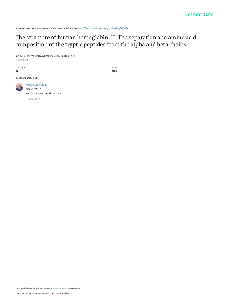 The Structure of Human Hemoglobin II The Separatio | PDF | Trypsin ...