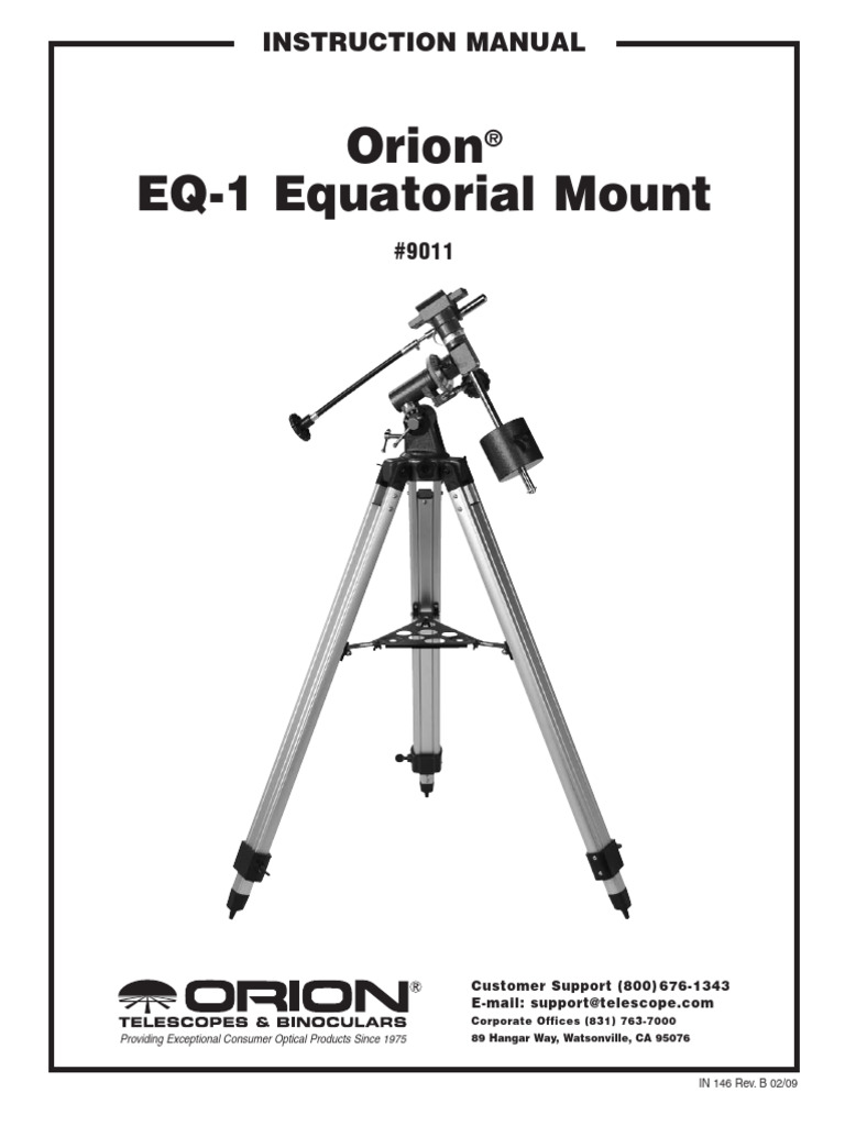 ORION EQ1 Equatorial Mount | PDF | Astronomy
