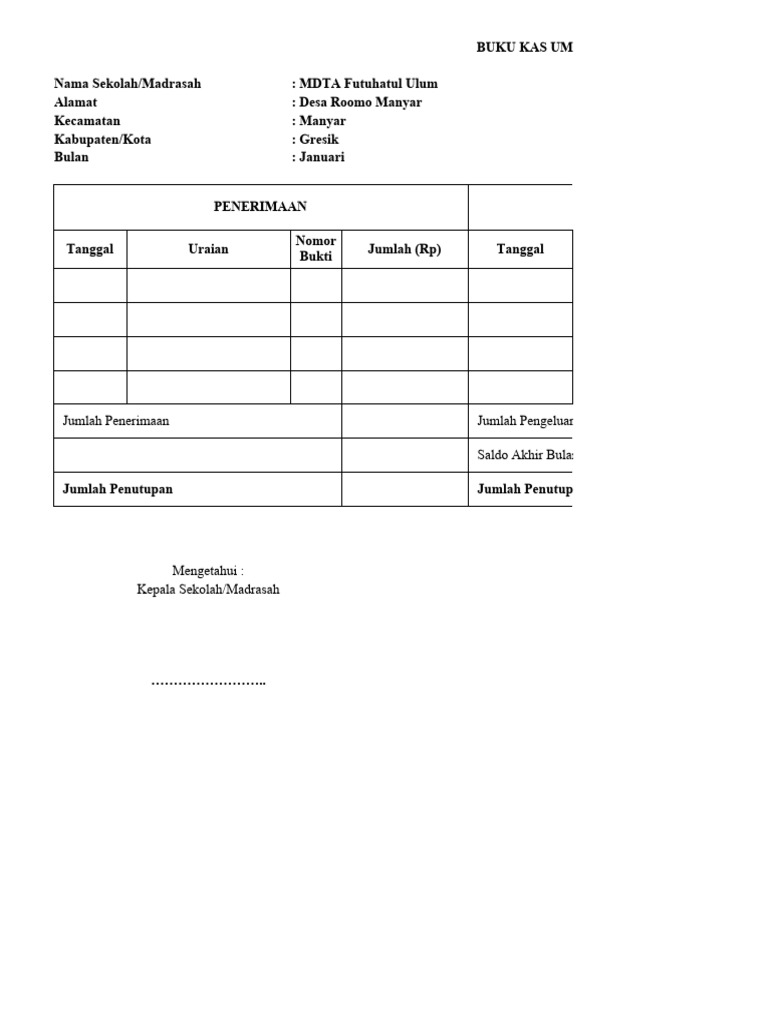 CONTOH BKU BPPDGS 2023 Tahap 1 | PDF