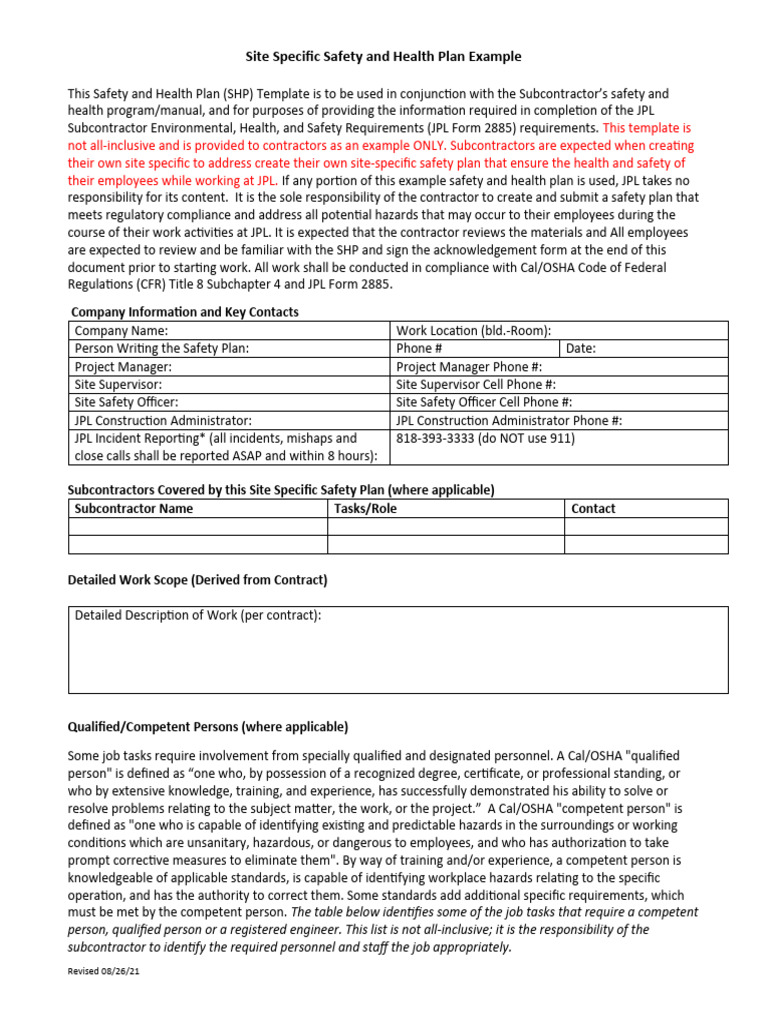 Safety and Health Plan Example | PDF | Welding | Construction