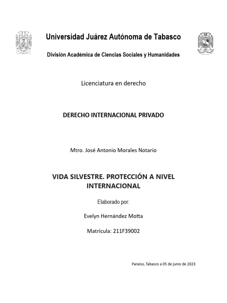 Vida Silvestre. Protección Internacional. EHM | PDF
