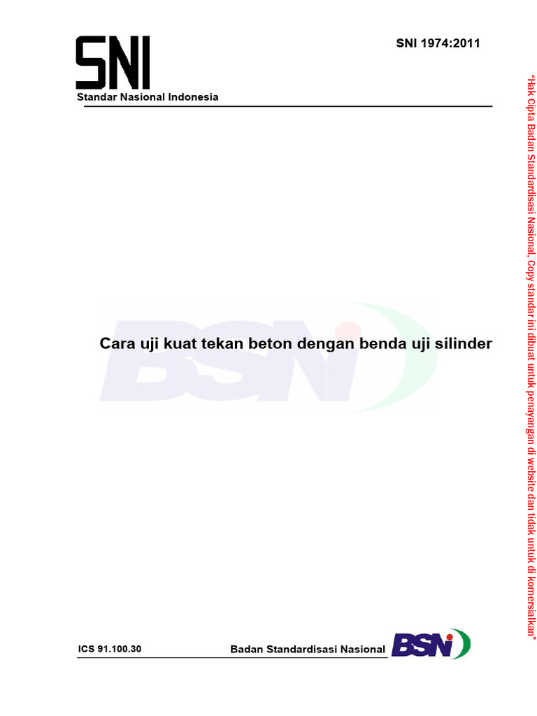 Uji Kuat Tekan Beton SNI 1974:2011 | PDF | Teknologi & Rekayasa