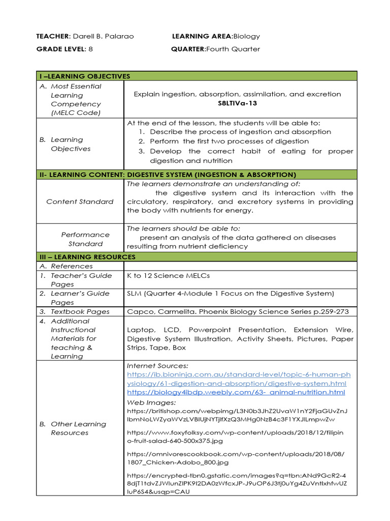 Ingestion Absorption Lp Pdf Digestion Small Intestine