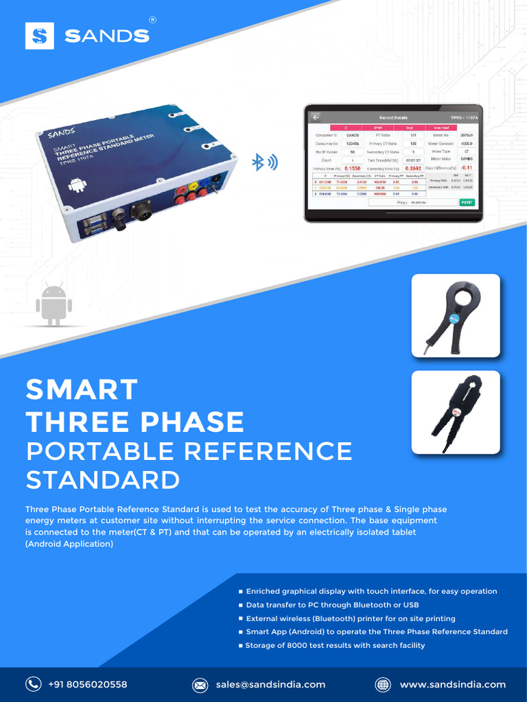 Smart Three Phase Reference Standard Meter | PDF | Ac Power | Computer Engineering