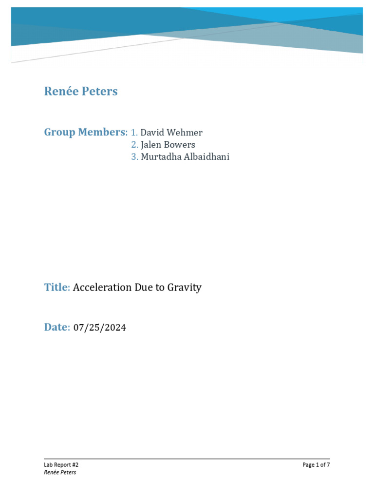 Physics Lab: Gravity & Acceleration | PDF | Science & Mathematics