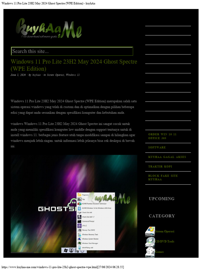 Windows 11 Pro Lite 23H2 May 2024 Ghost Spectre (WPE Edition) - Kuyhaa ...