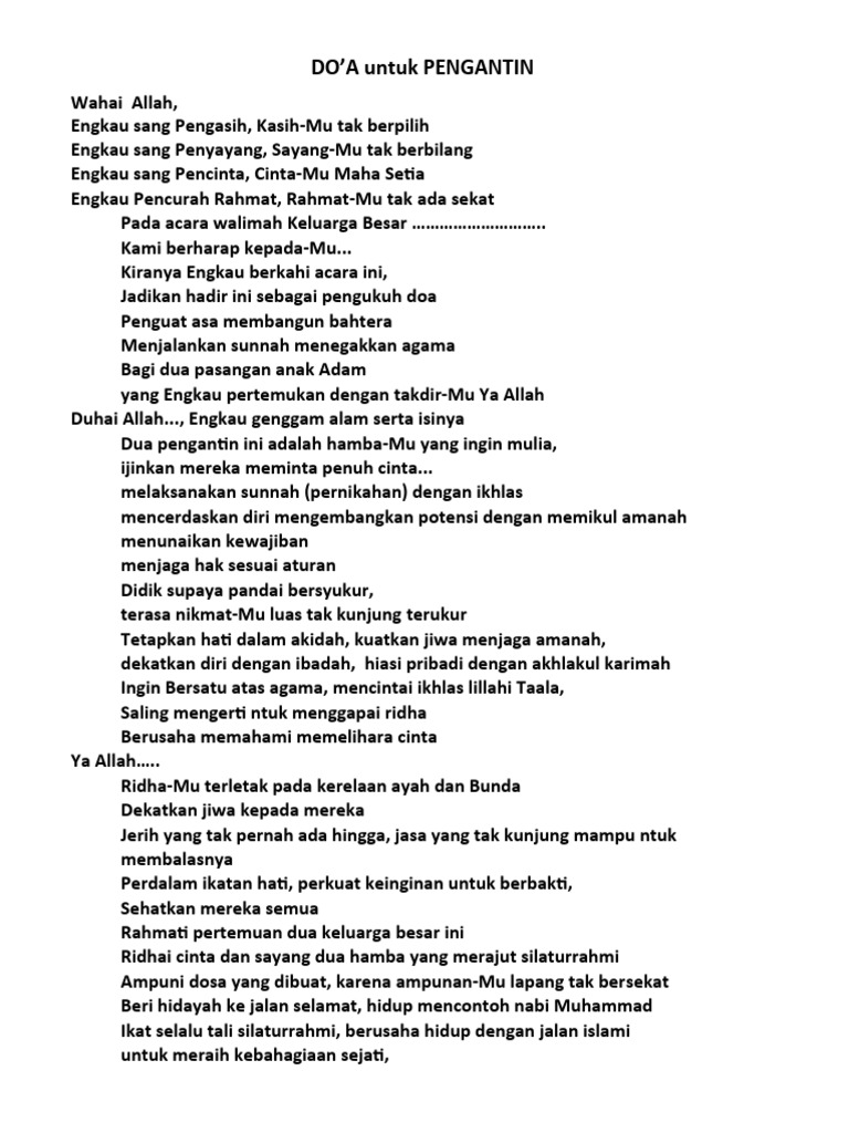 Doa Untuk Pengantin | PDF | Agama & Spiritualitas