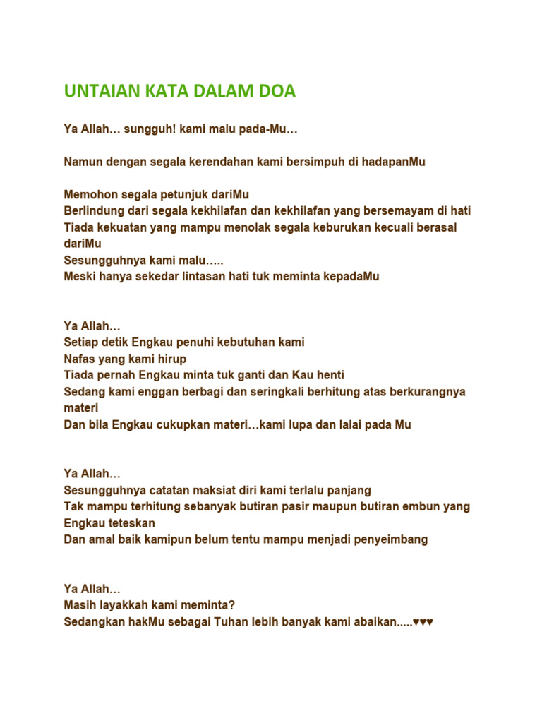 Untaian Kata Dalam Doa Dan Kumpulan Doa-Doa | PDF